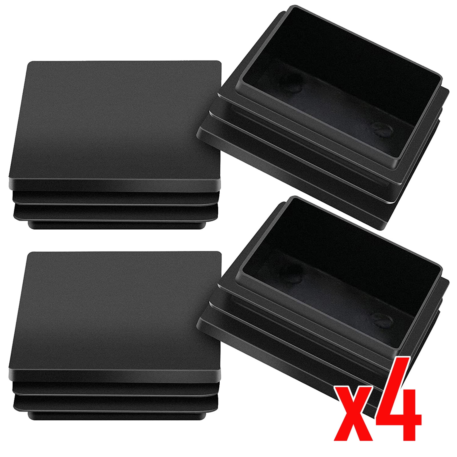 AUTOXBERT 4X 1Inch Plastic Square Plug Tube End Cap Home Chair Glide ...