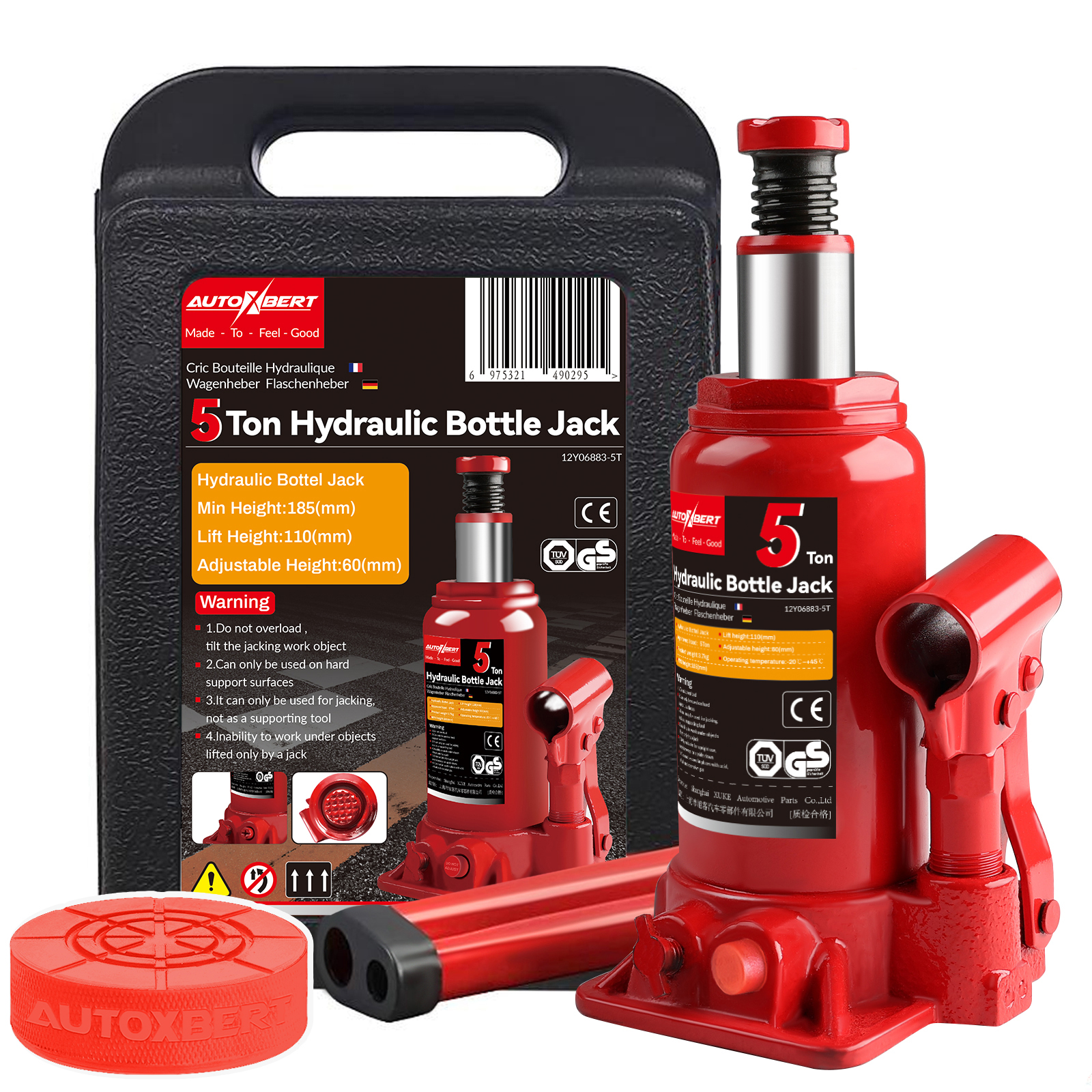 AUTOXBERT 5 Ton Hydraulic Bottle Jack Automotive Car Repair Shop Lift ...