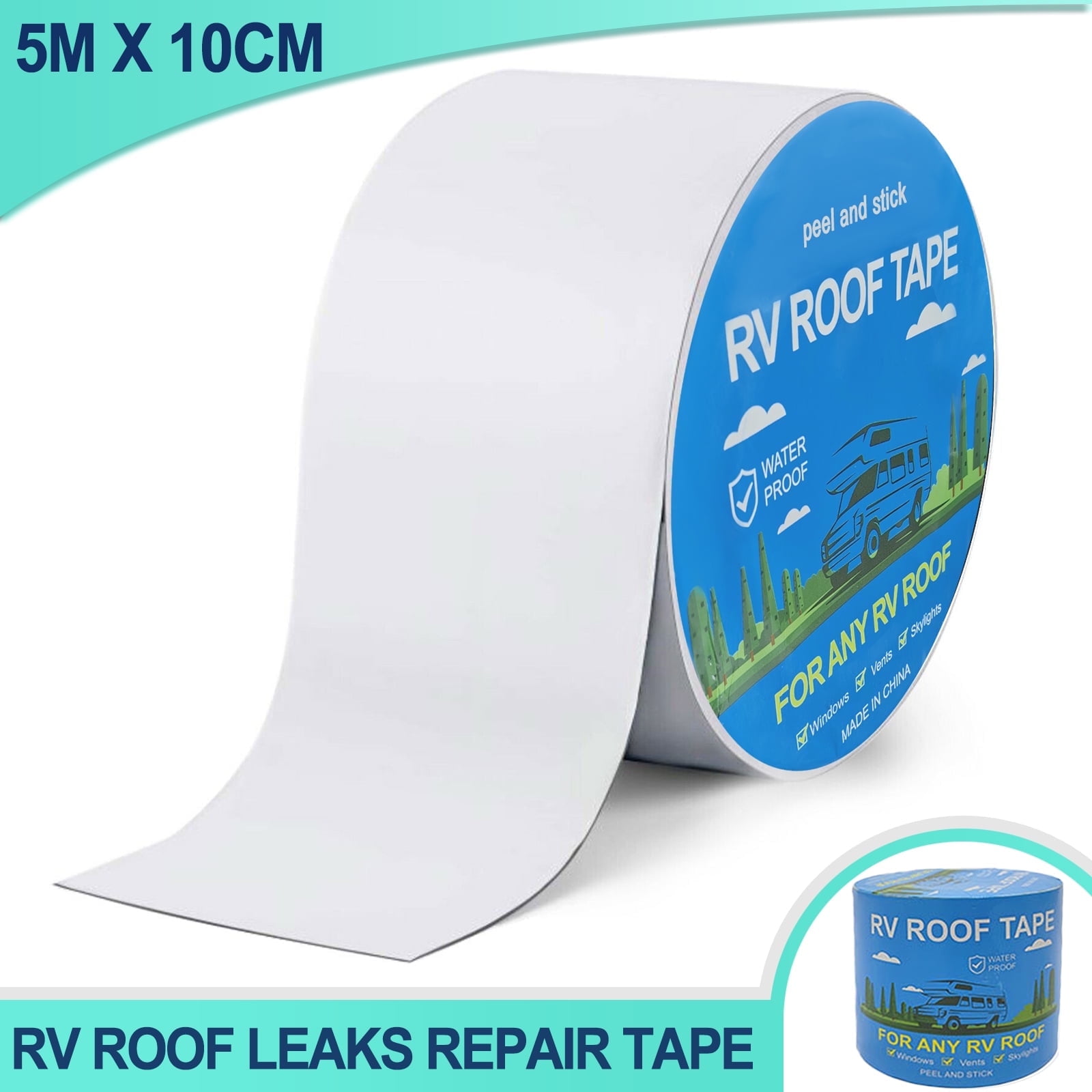 AUTOXBERT 4"x16' Butyl RV Sealant Tape Roof Leak Repair Tape Waterproof ...