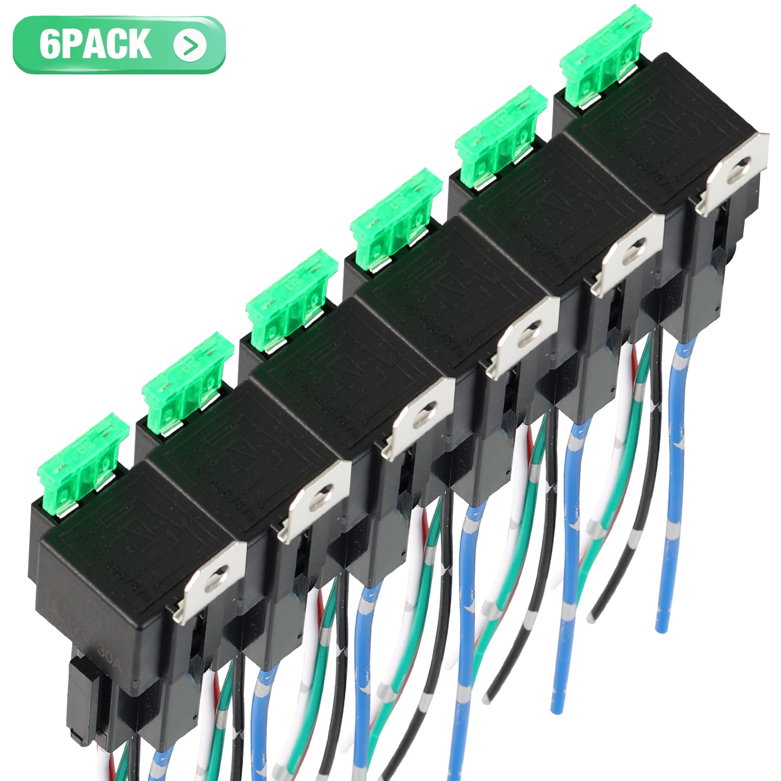 AUTOXBERT 6 Pack Automotive 30A Set Relays 12V Fuse Electrical Harness ...