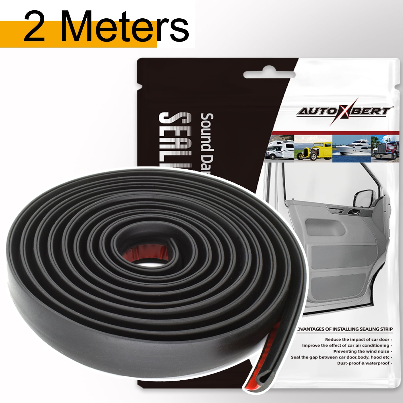 AUTOXBERT 6.5ft h-Shape Rubber Seal Strip Trim Car Windshield Door Back ...