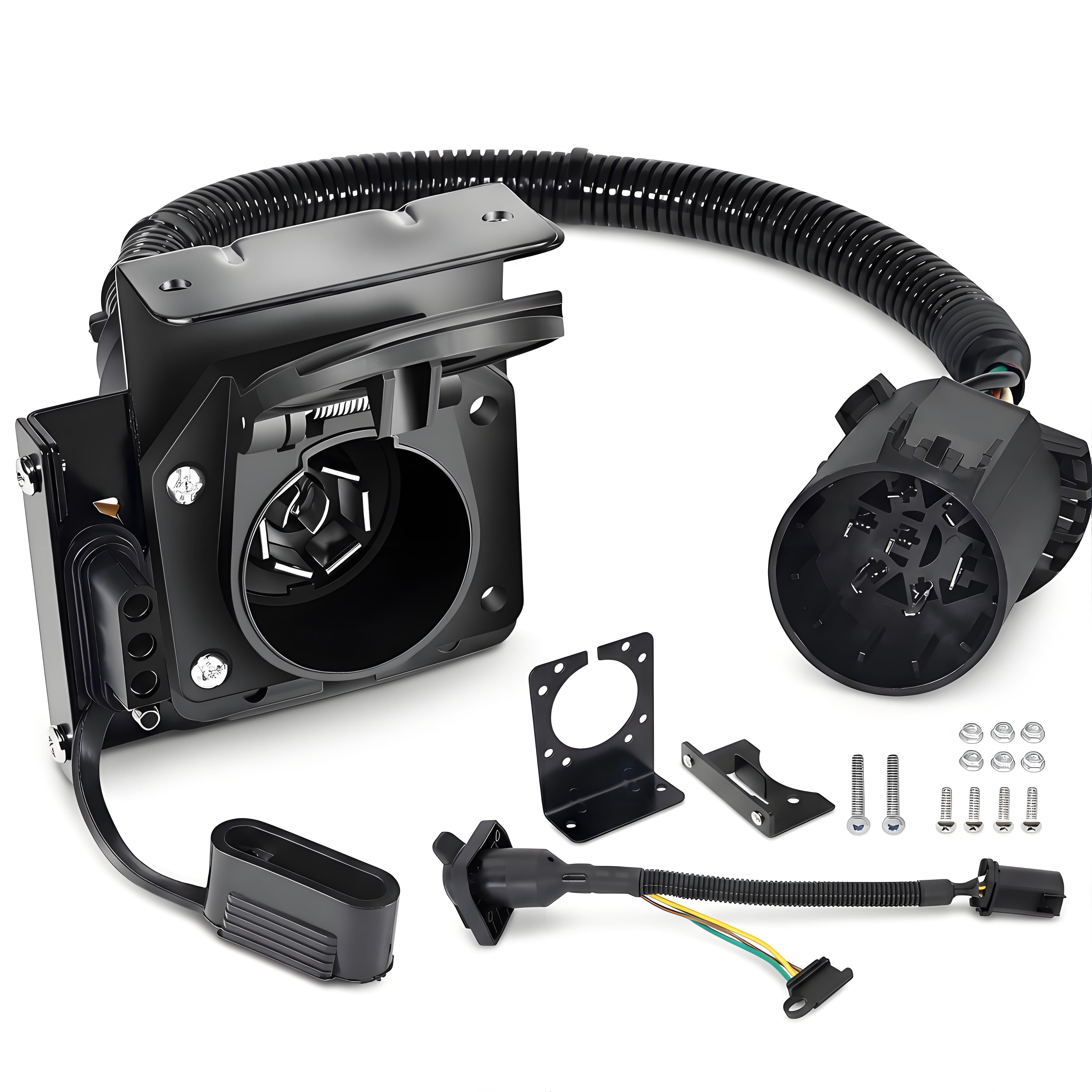 AUTOXBERT Multi Tow Adapter 7 Way Trailer Wiring Harness 4 Way Pin Flat ...