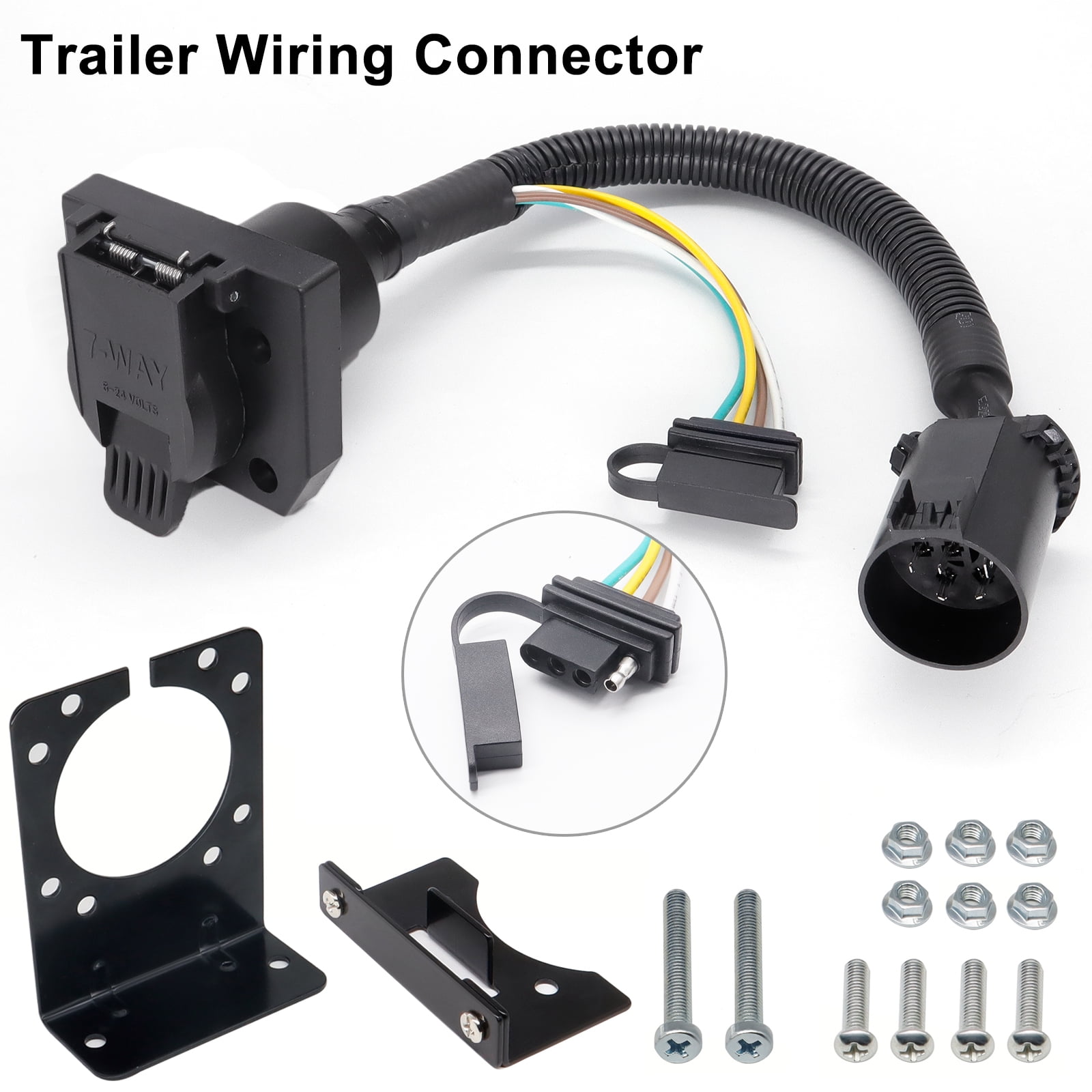 AUTOXBERT 7 Way Blade 4 Pin Flat Trailer Wiring Harness Connector ...