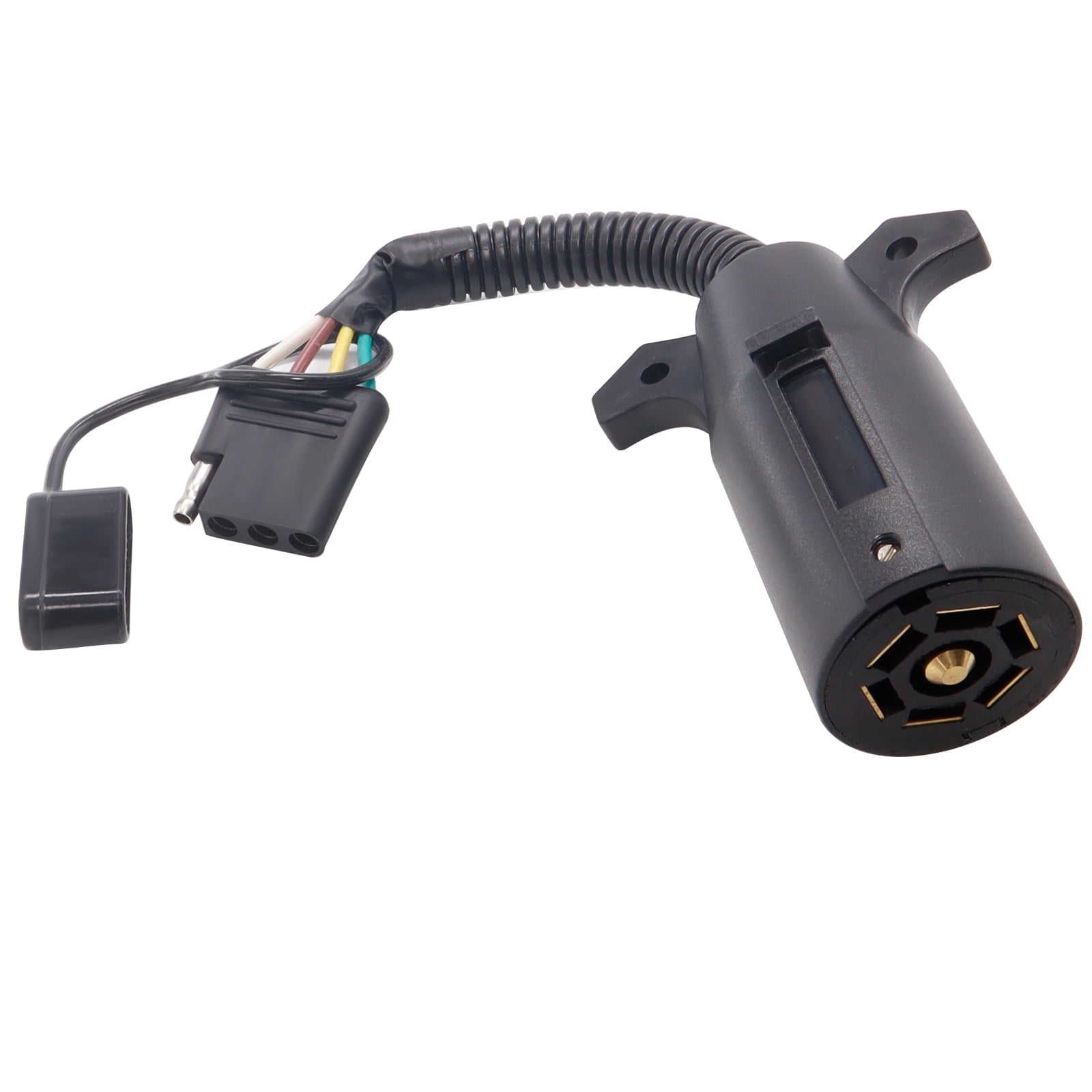 AUTOXBERT 7 Way Round to 4 Pin Flat Trailer Wire Light Adapter Plug for ...