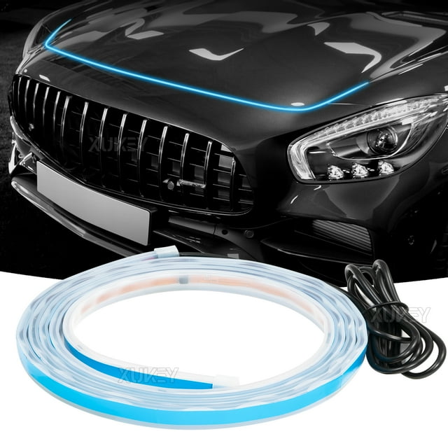 AUTOXBERT 70INCH Start Scan Dynamic Ice Blue LED DRL Hood Light Strip ...