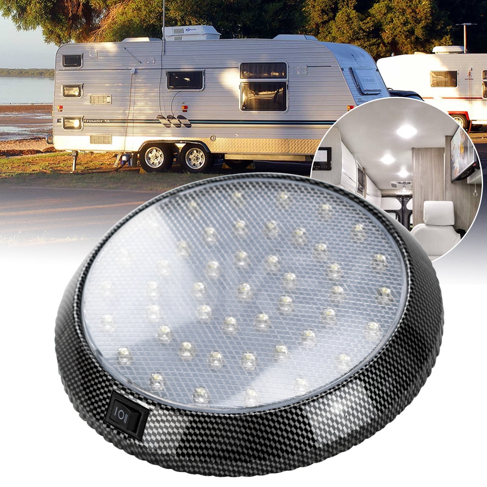 AUTOXBERT 5 Inch Round RV Caravan Truck 12V LED Dome Light Roof Ceiling ...