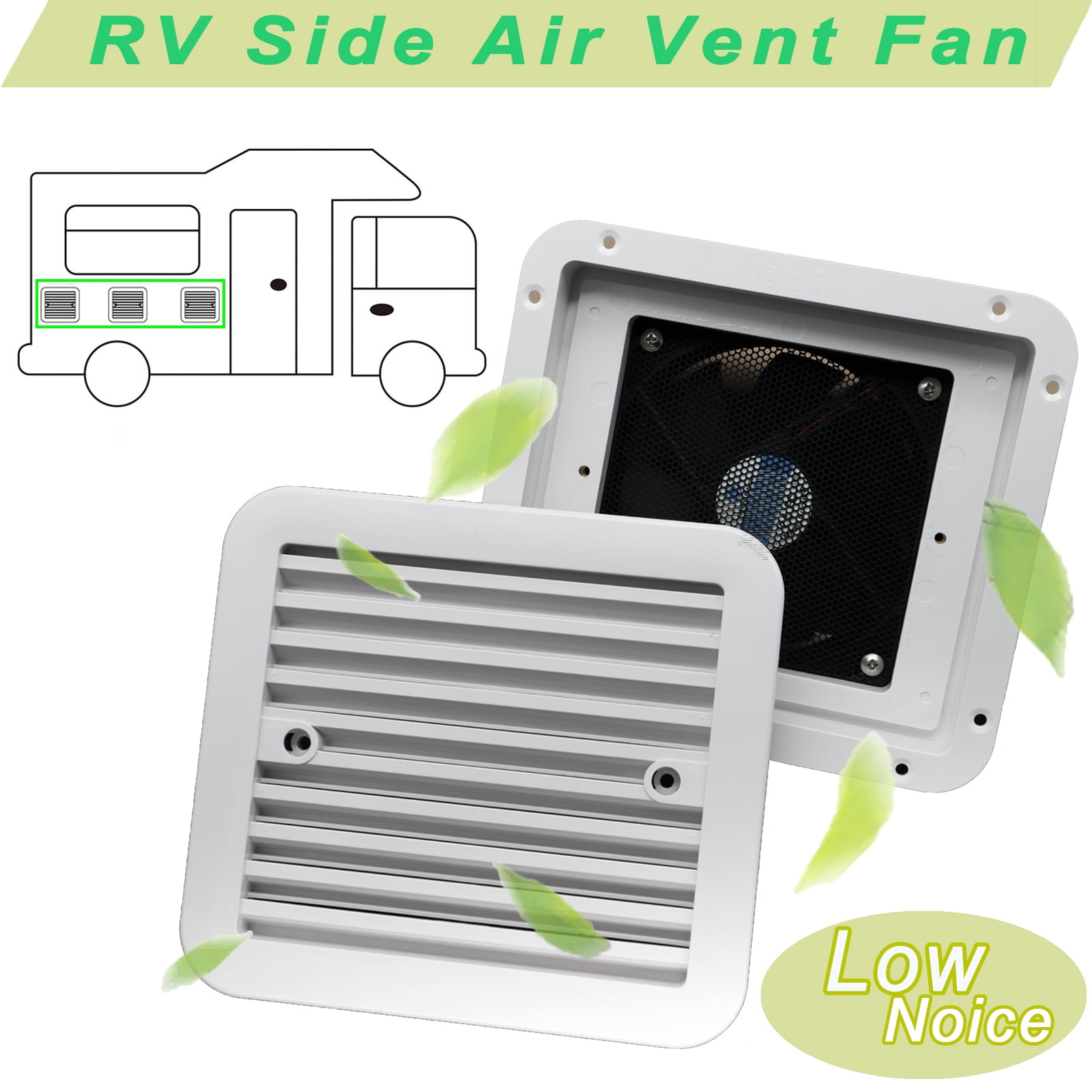 AUTOXBERT RV Quiet Side Air Vent Fan 12V Low Noise Quiet Cooling Blade ...