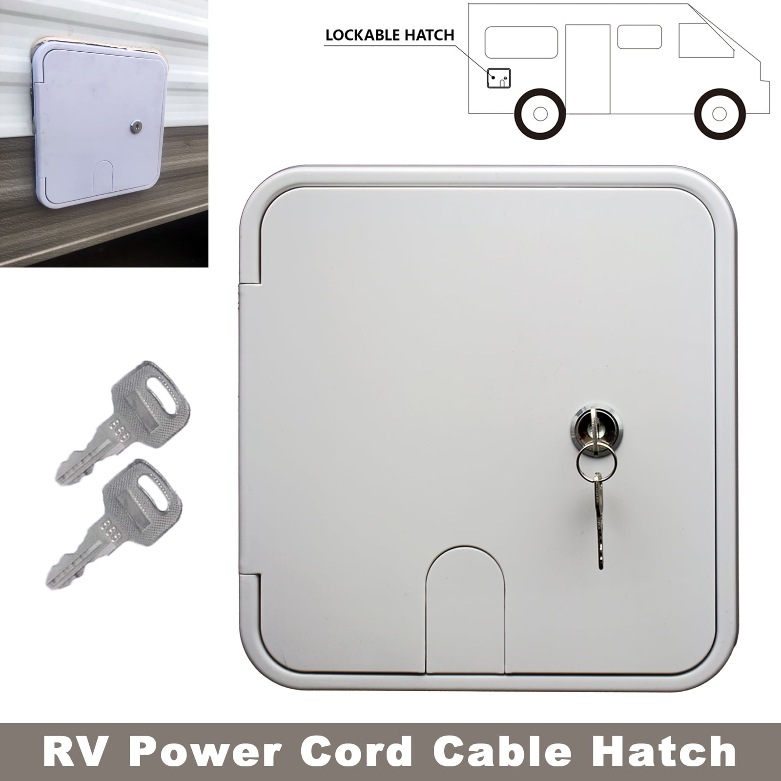 AUTOXBERT RV Square Power Cord Cable Hatch Safety Key Slide Window ...