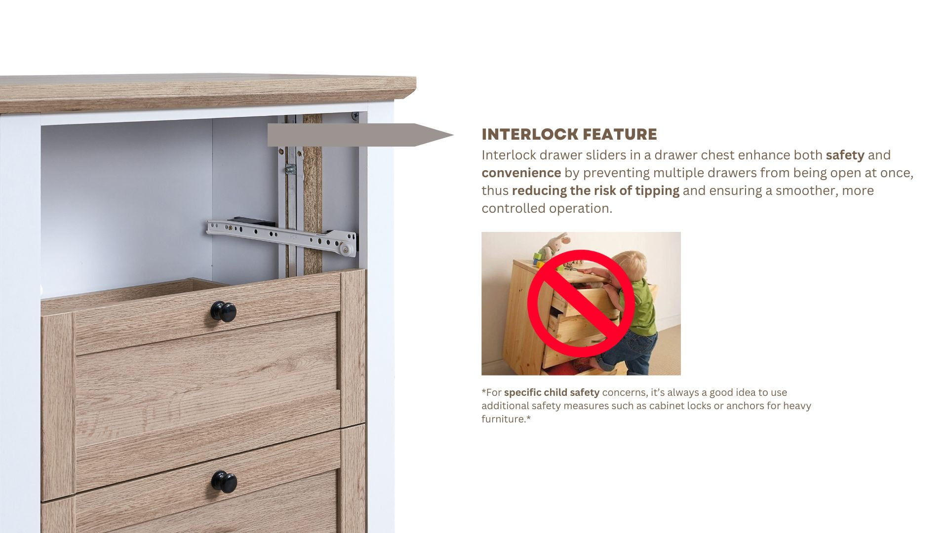 AUTUMN 5 Drawer Chest with Interlock Drawer Feature – Drawer Slide And ...