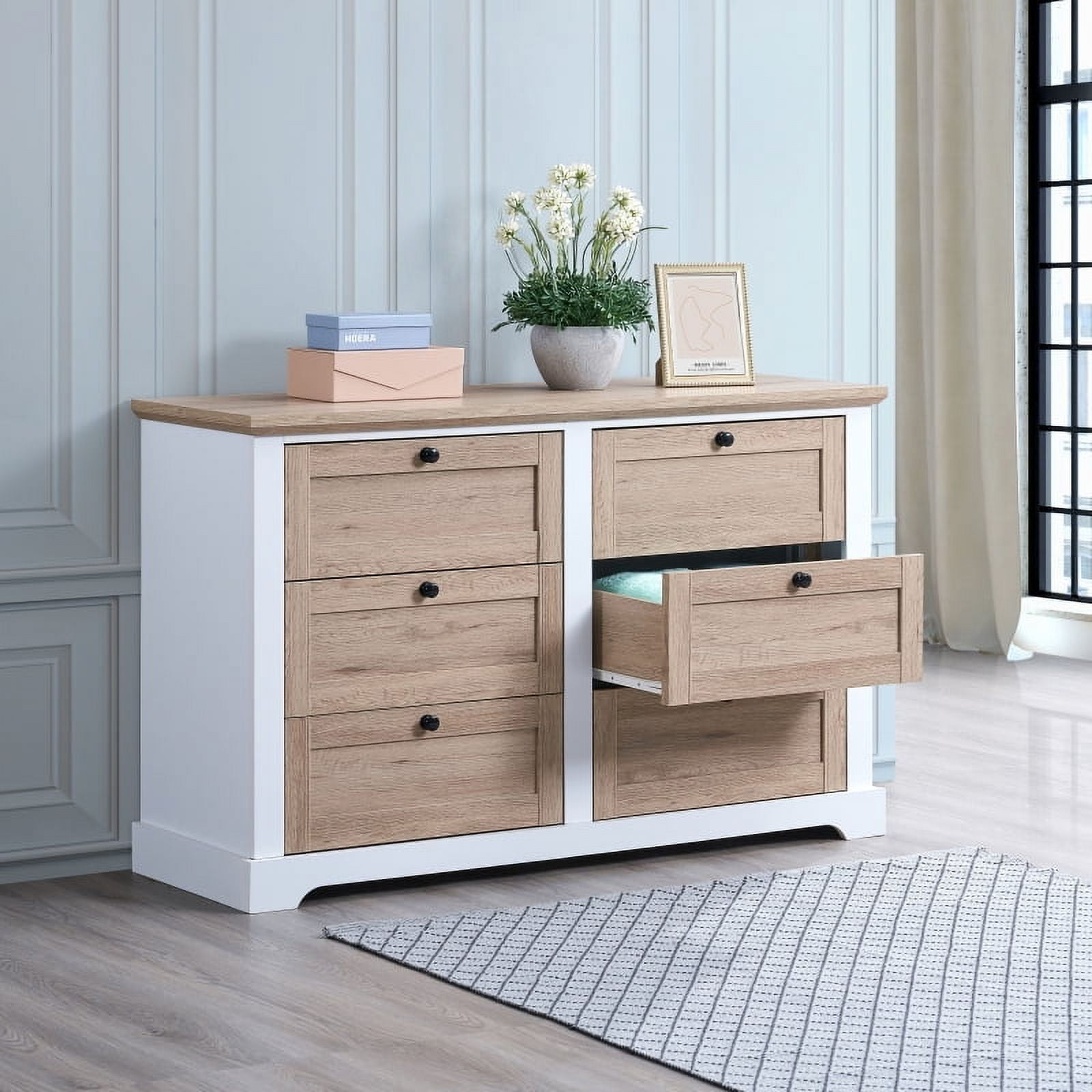 AUTUMN Modern 6 Drawer Master Dresser with Interlock Drawer Feature ...