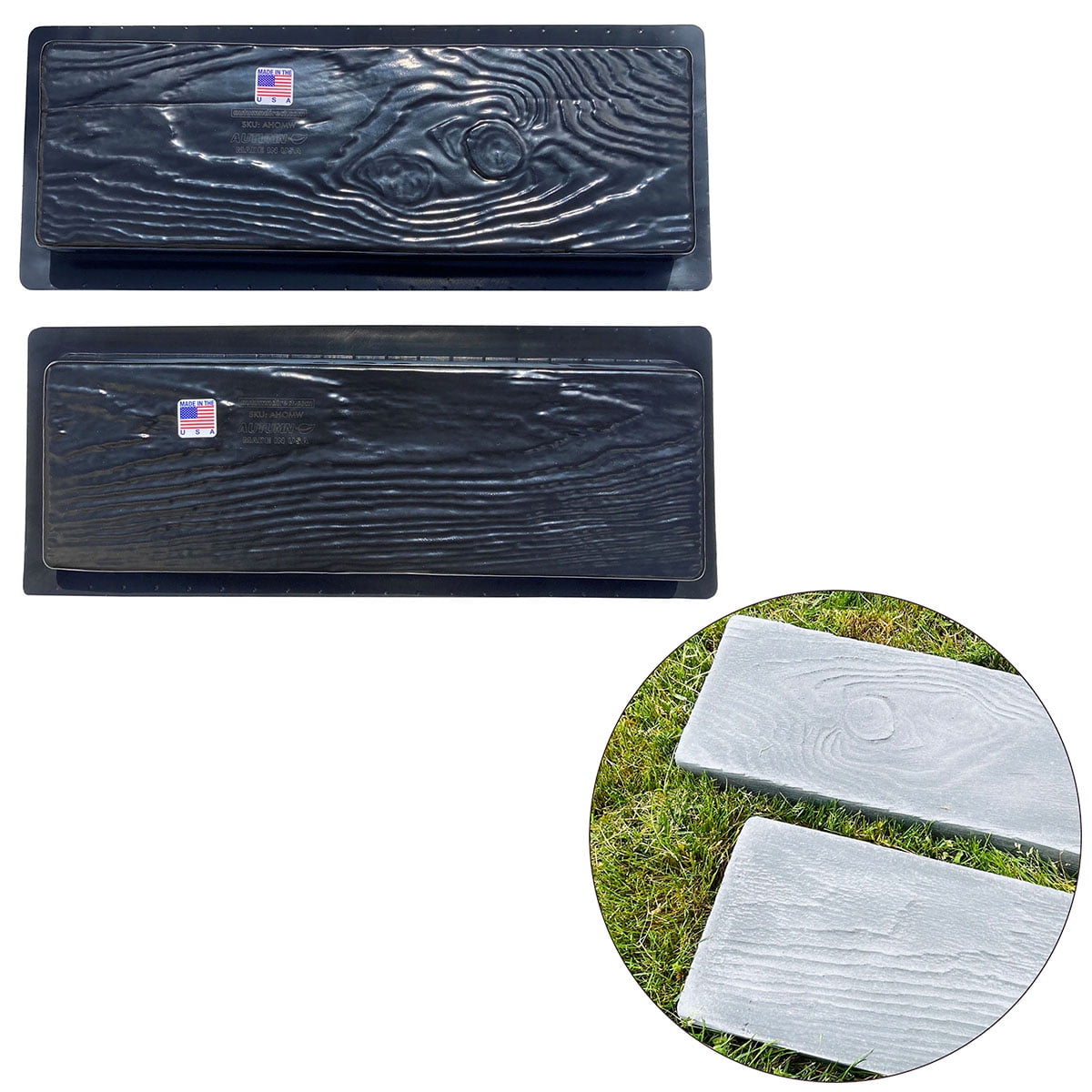 AUTUMN DIY Concrete Stepping Stone Molds, Wooden Board Pavers for Patio ...