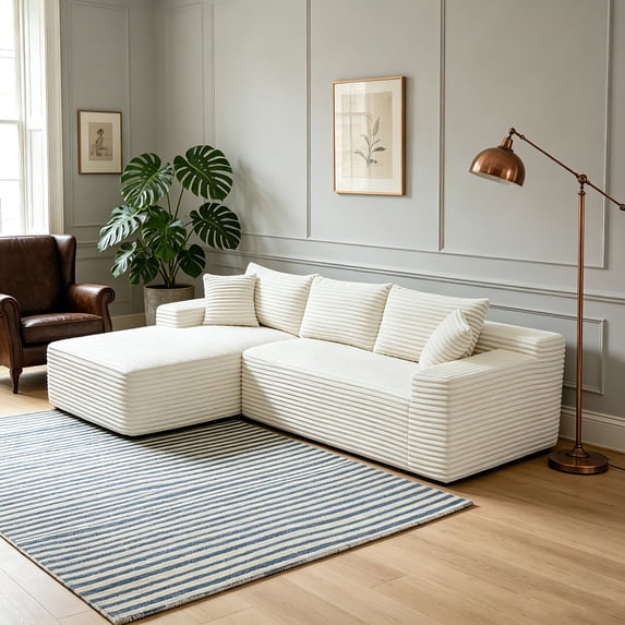AUU 105" L-Shape Cloud Modular Sectional Sofa with Chaise – Deep Seat ...