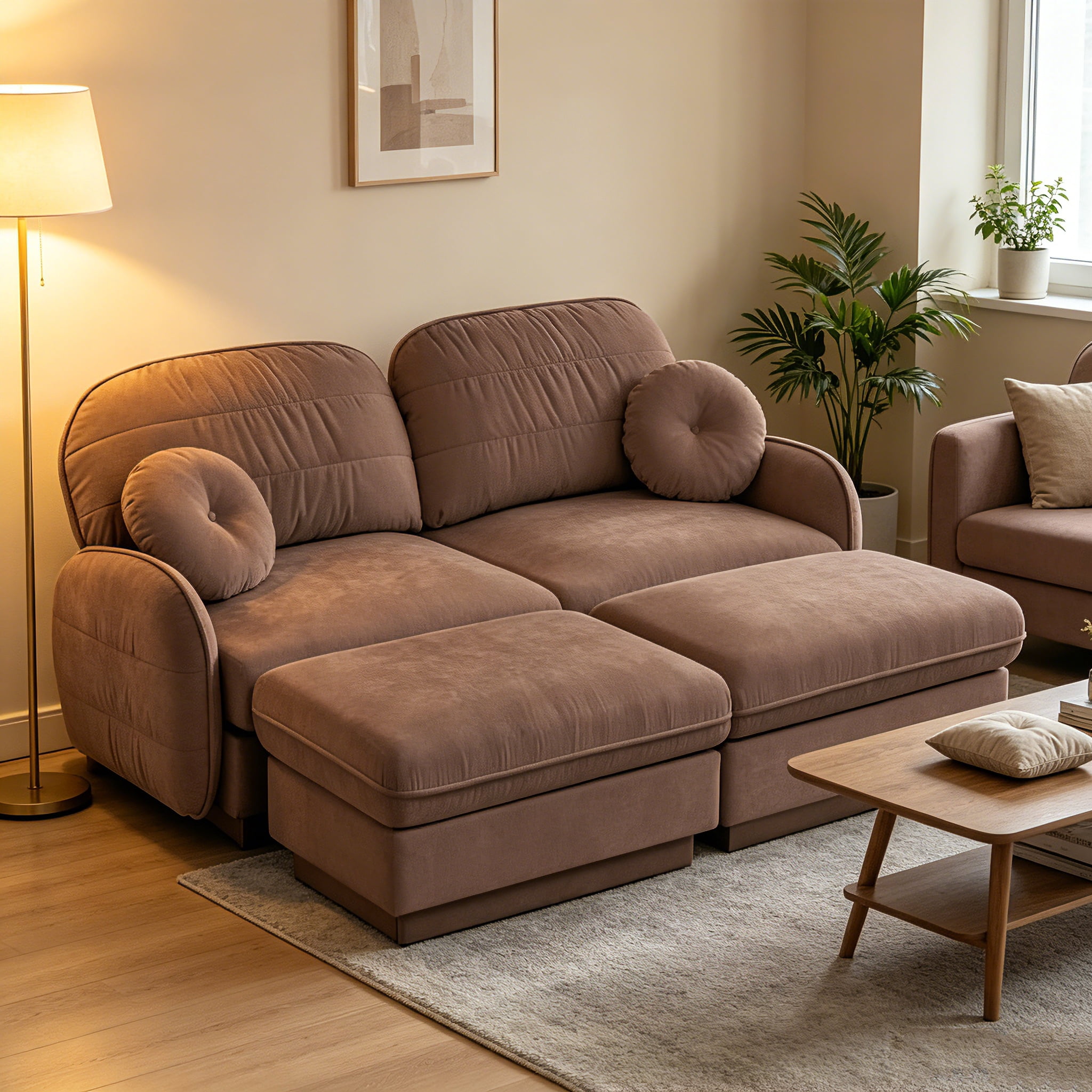 AUU 2-Seater Chenille Cloud U-Shaped Loveseat Sofa – Deep Seat Couch ...