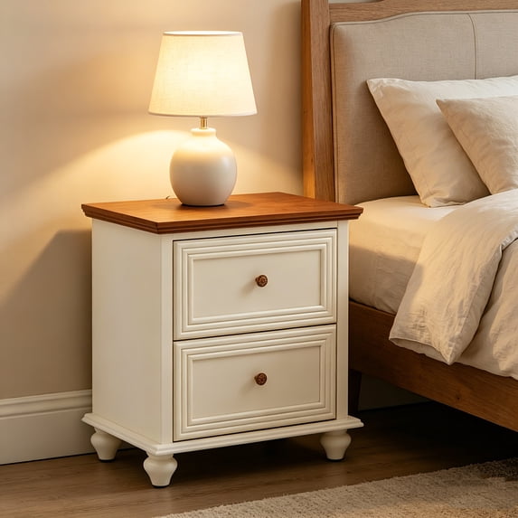 AUU 22.9-Inch Mid-Century Modern Nightstand with Charging Station ...