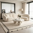 AUU 35" Cream Cloud Shaped Coffee Table, Petal-Shaped Modern Minimalist ...