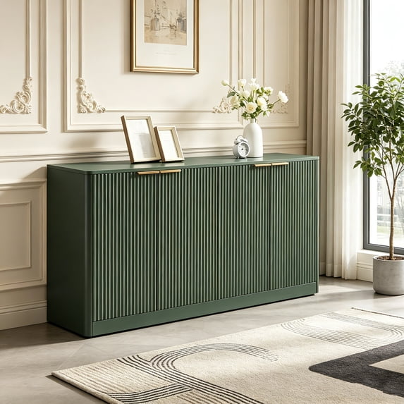 AUU 59-Inch Modern Wavy Sideboard, Curved Contour 4-Door Storage ...