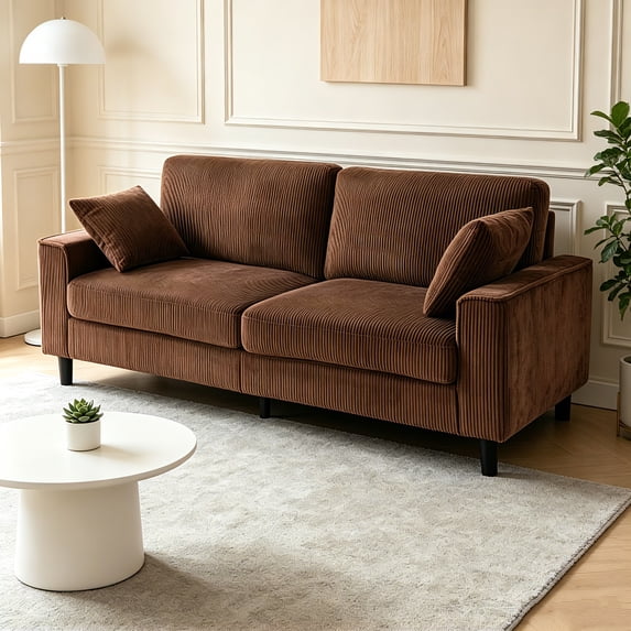 AUU 81.8-Inch Corduroy 2-Seater Loveseat Sofa – Sturdy Iron & Wood ...