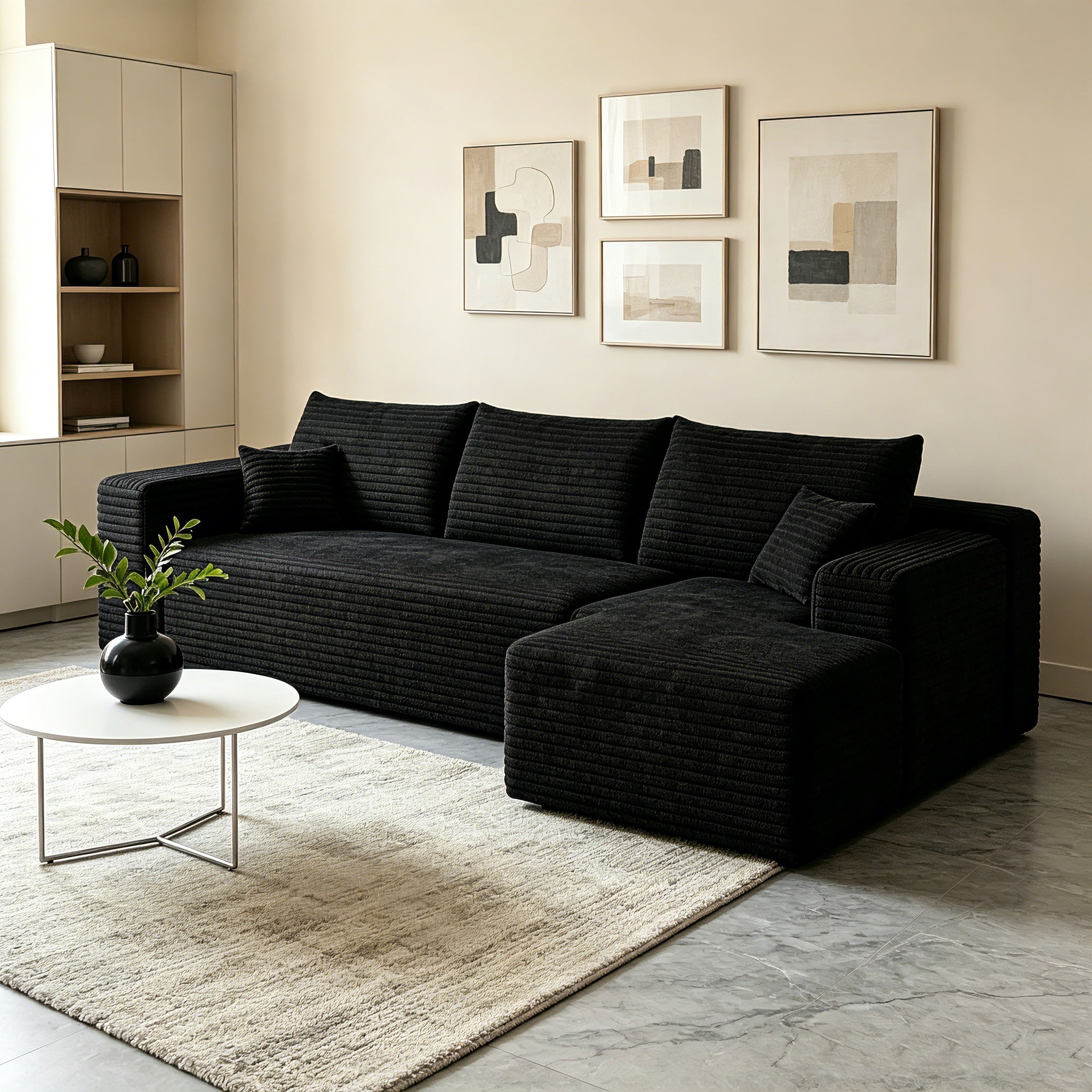 AUU 95-Inch No-Assembly Cloud U-Shaped Sectional Sofa – Plush Corduroy ...