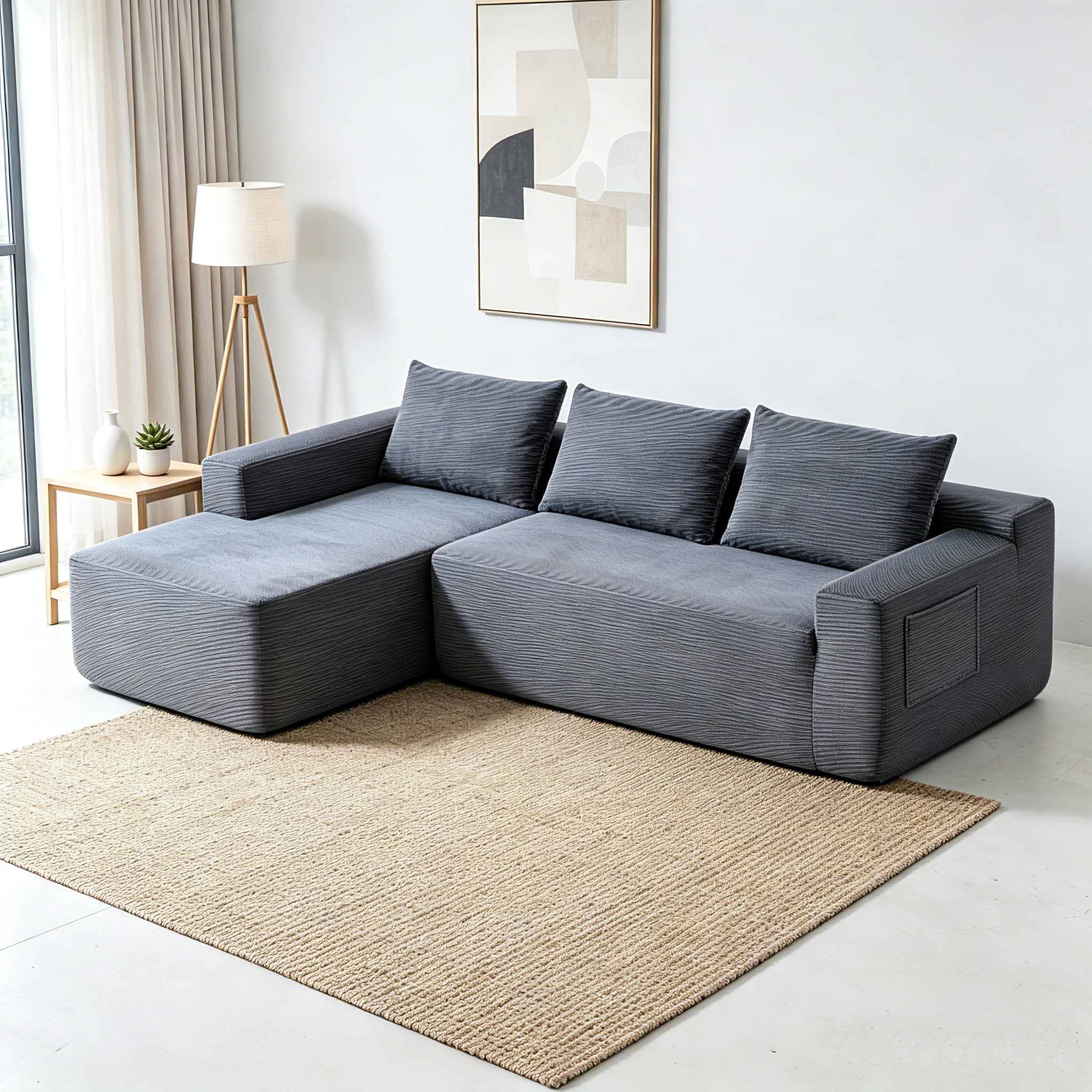 AUU 96.9" U-Shaped Cloud Modular Sofa with Deep Seat Chaise – No ...