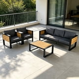 AUU Large 4-Piece Aluminum Outdoor Patio Set for 5 – 3-Seater Sofa & 2 ...