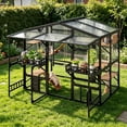 AUU Large Outdoor Cat Enclosure for 6–10 Cats – Metal Catio with ...