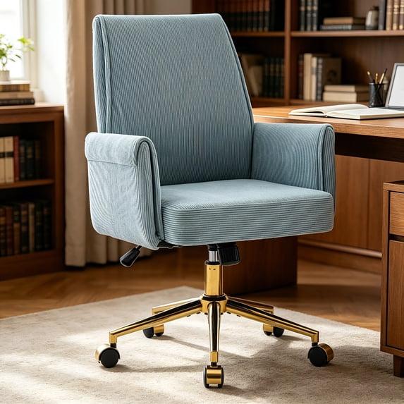 AUU Mid-Back Height Adjustable Office Chair with Striped Fabric ...