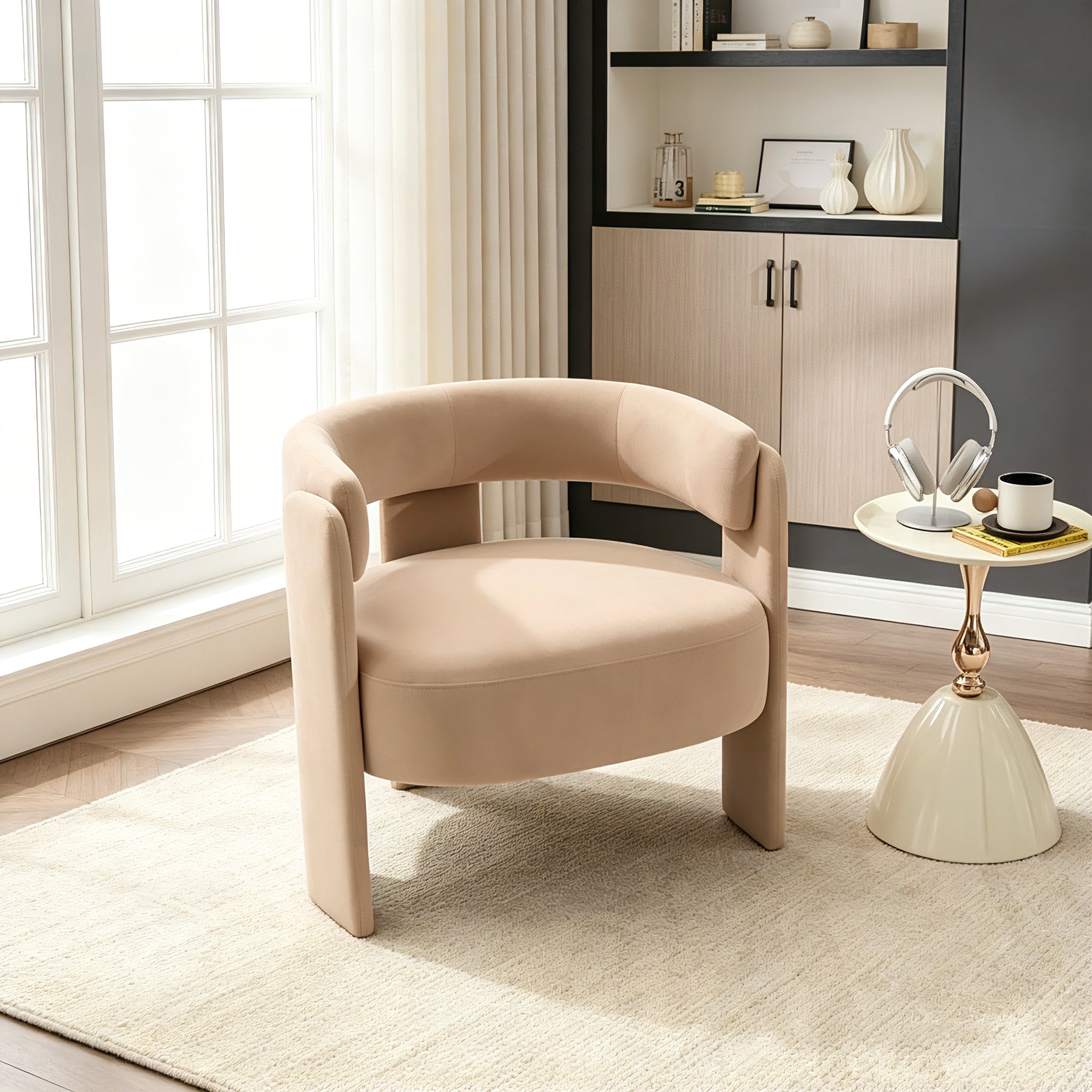 AUU Mid-Century Modern Velvet Accent Chair – Comfy Single Sofa Armchair ...