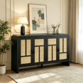 AUU Modern 59" Black Rattan Sideboard Buffet Cabinet – 4 Doors ...
