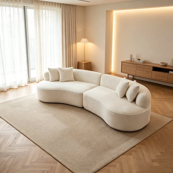 AUU Modern Curved L-Shape Oversized Sectional Sofa, Minimalist Sleeper ...