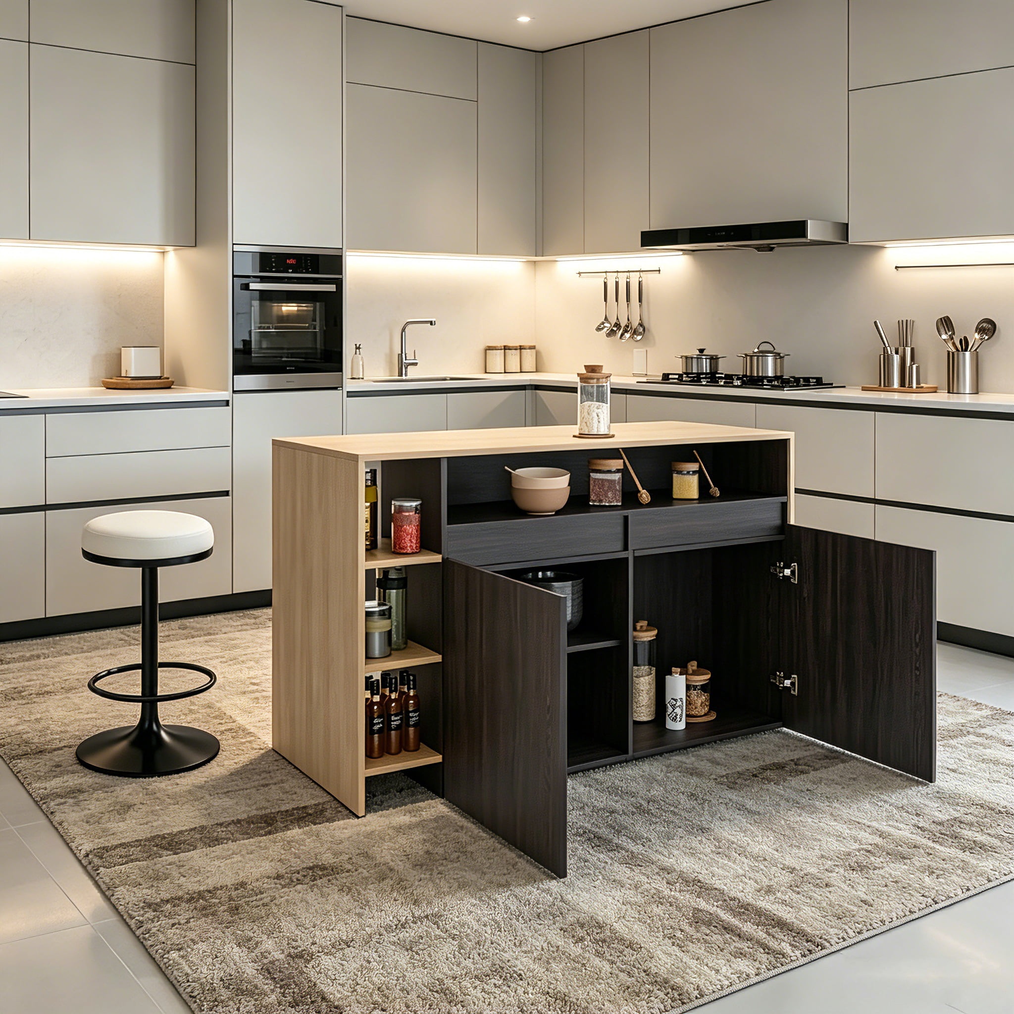 AUU Modern Kitchen Island & Counter Dining Table – Compact Design with ...