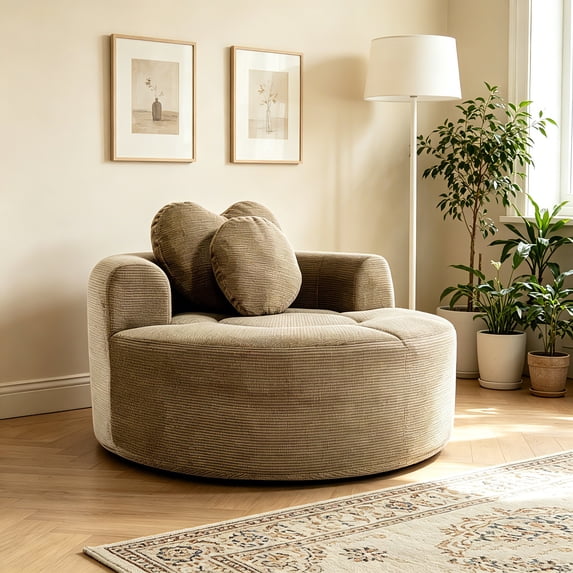 AUU Round Cloud Sofa Bed with Memory Foam – Sectional Couch for Living ...