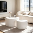 AUU Round Wooden Nesting Coffee Table Set of 2, Modern Circle Accent ...