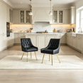 AUU Set of 2 Modern Leather Upholstered Dining Chairs – Diamond Tufted ...