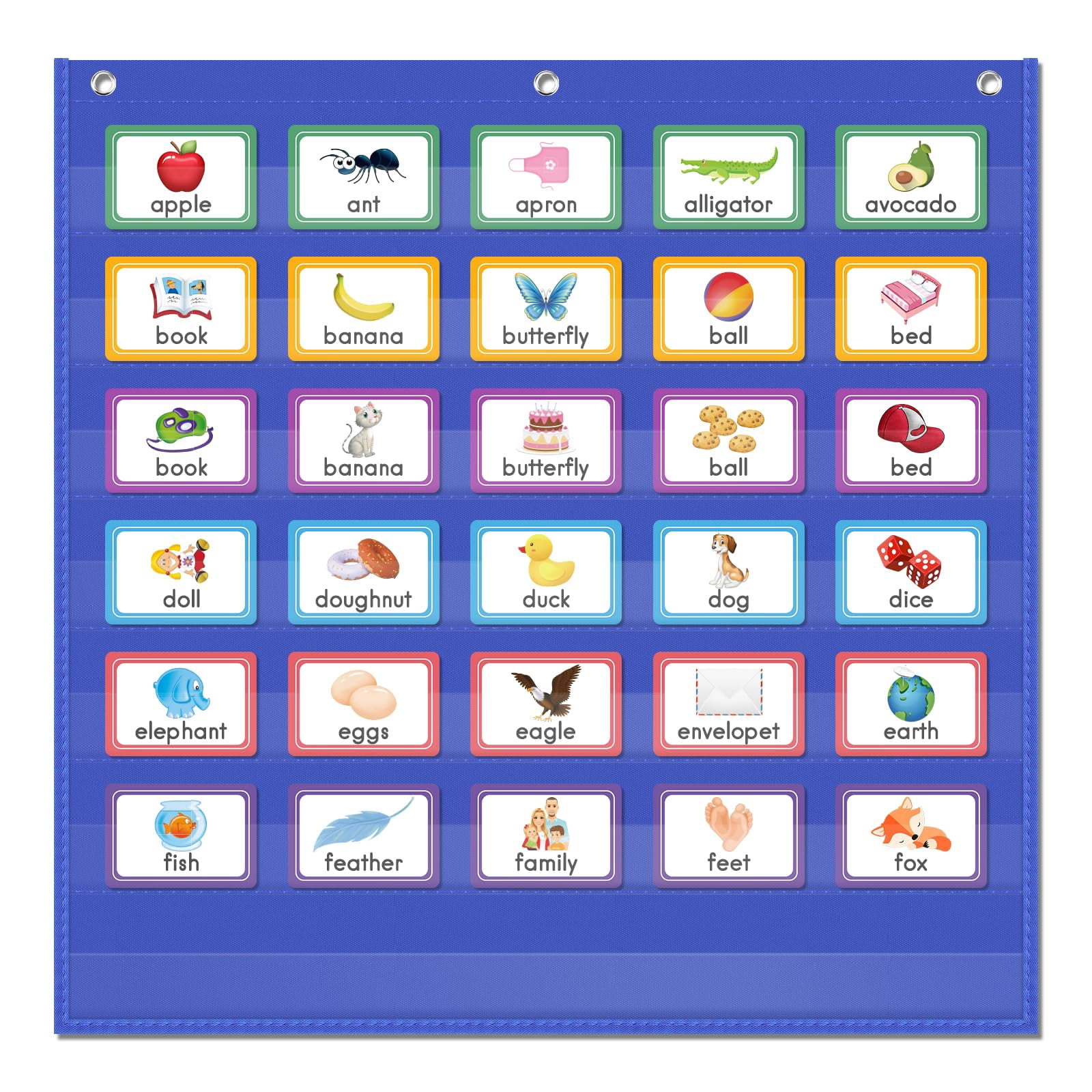 AUVCAS VNOM Standard Pocket Chart Clear7 Pockets Chart for Classroom ...