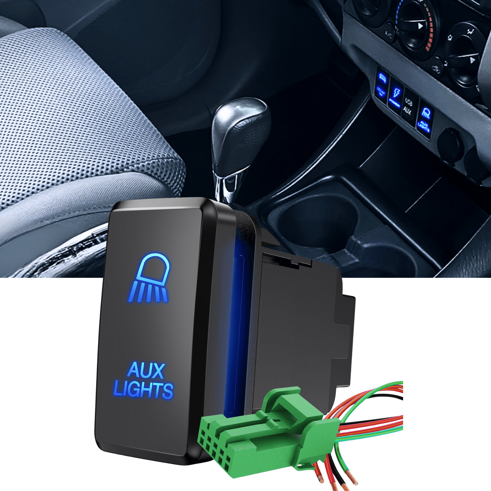 AUX LED Light Bar Switch ON/Off Waterproof Blue LED Light Bar Toggle ...