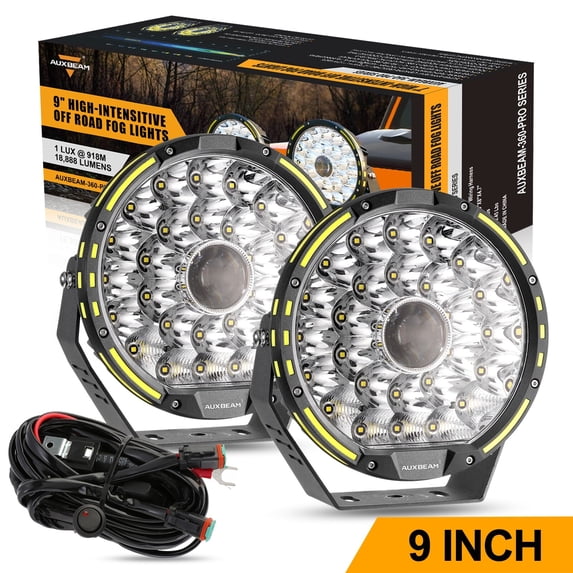 AUXBEAM 9 inch Round LED Work Light Offroad Driving Fog Lamp Pods Super ...