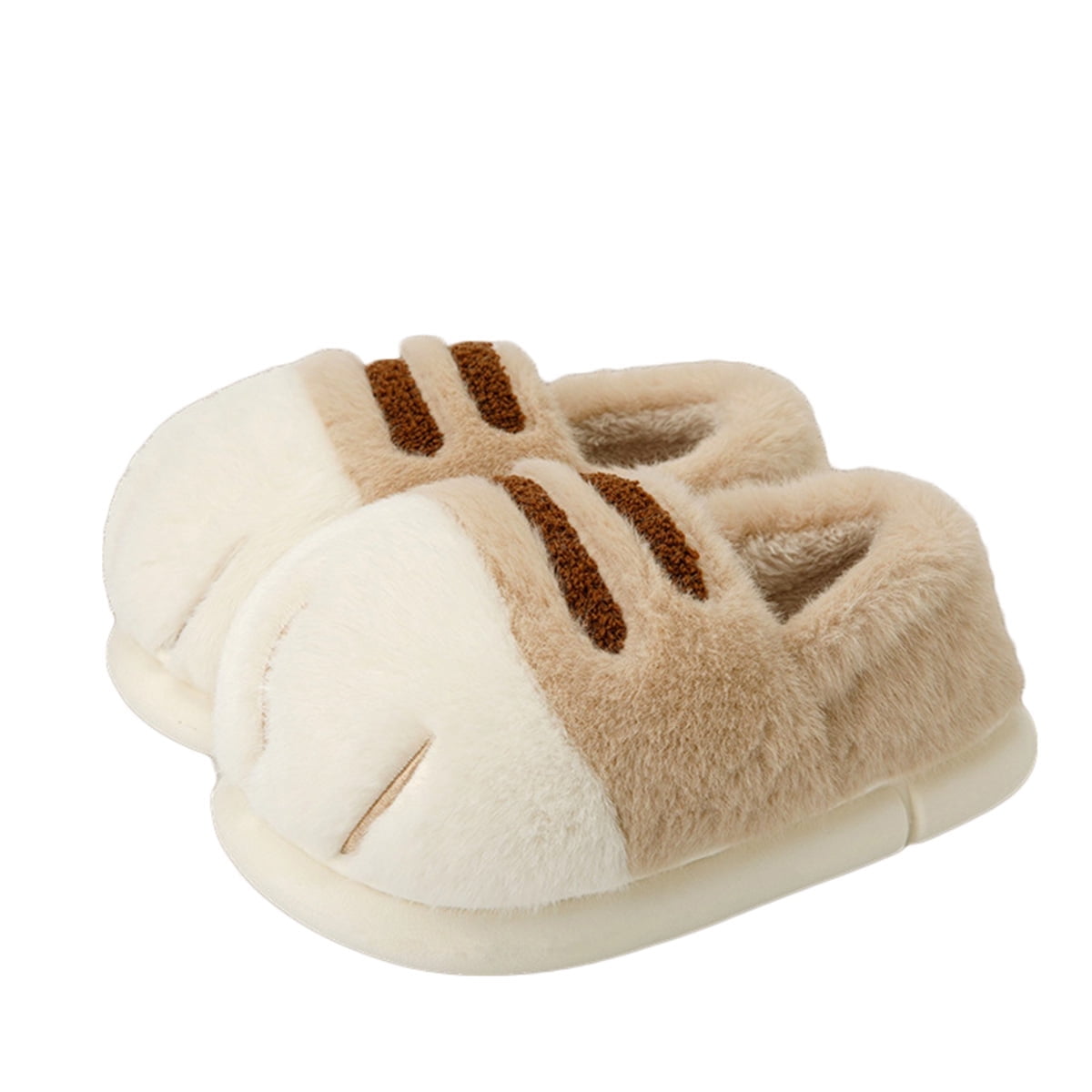 AUXDIQ Cat Paw Slippers for Women Men Plush Enclosed Back House ...