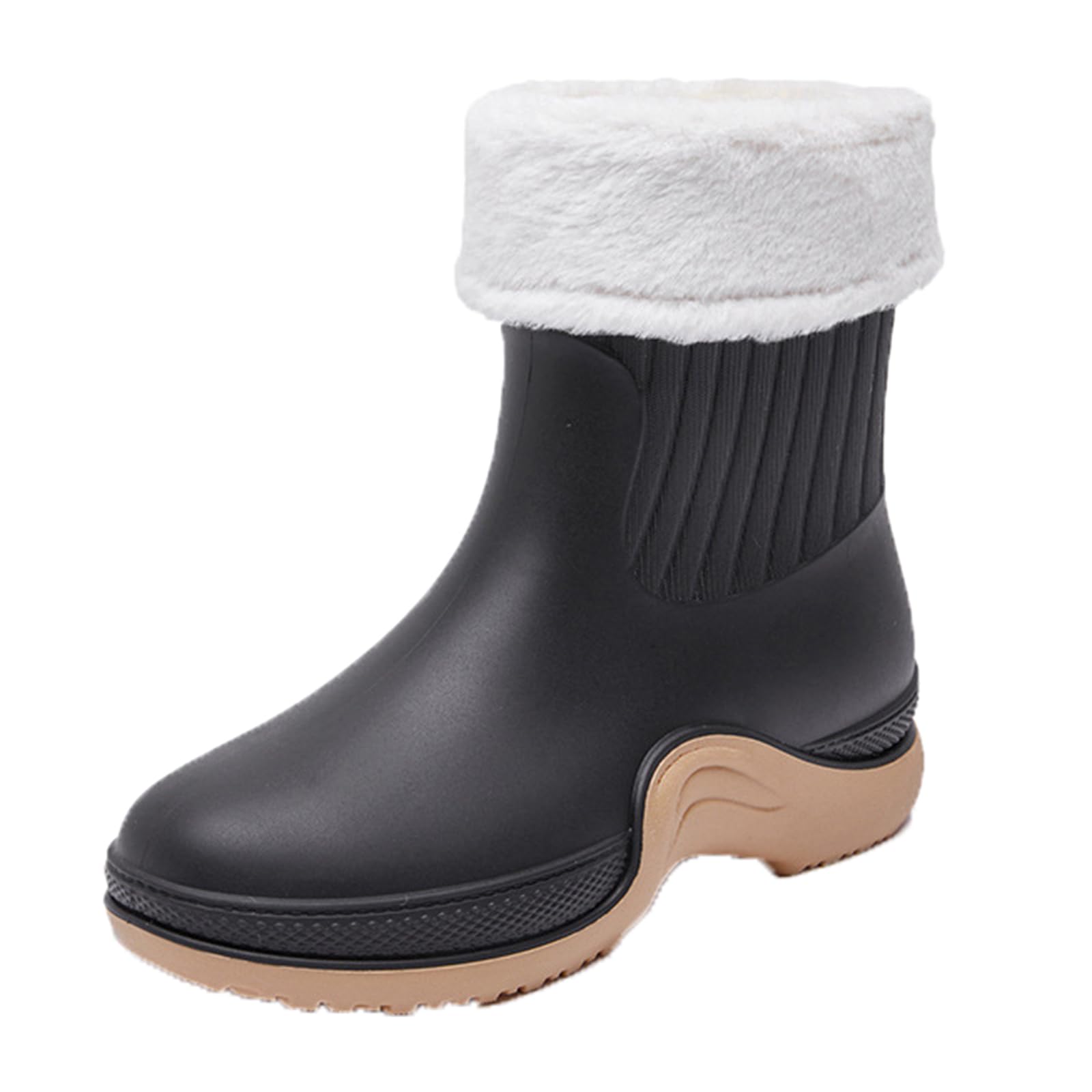 AUXDIQ Wellington Boots Women Mid-calf Wellies Waterproof Rain Boots ...