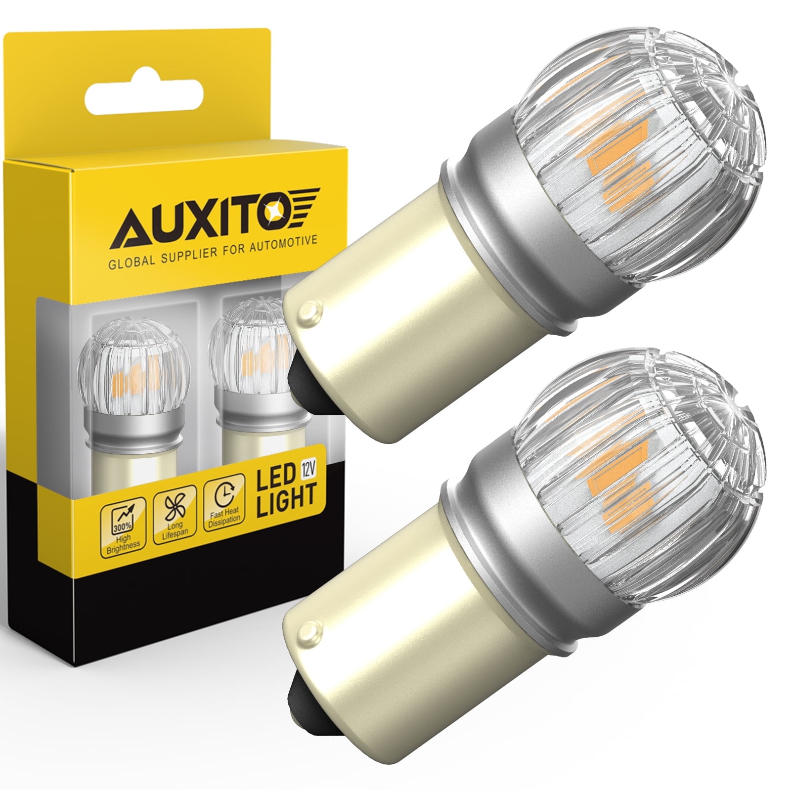 AUXITO 1156 LED Bulb Amber Yellow, Extremely Bright 3030 Chipsets, 7506 ...