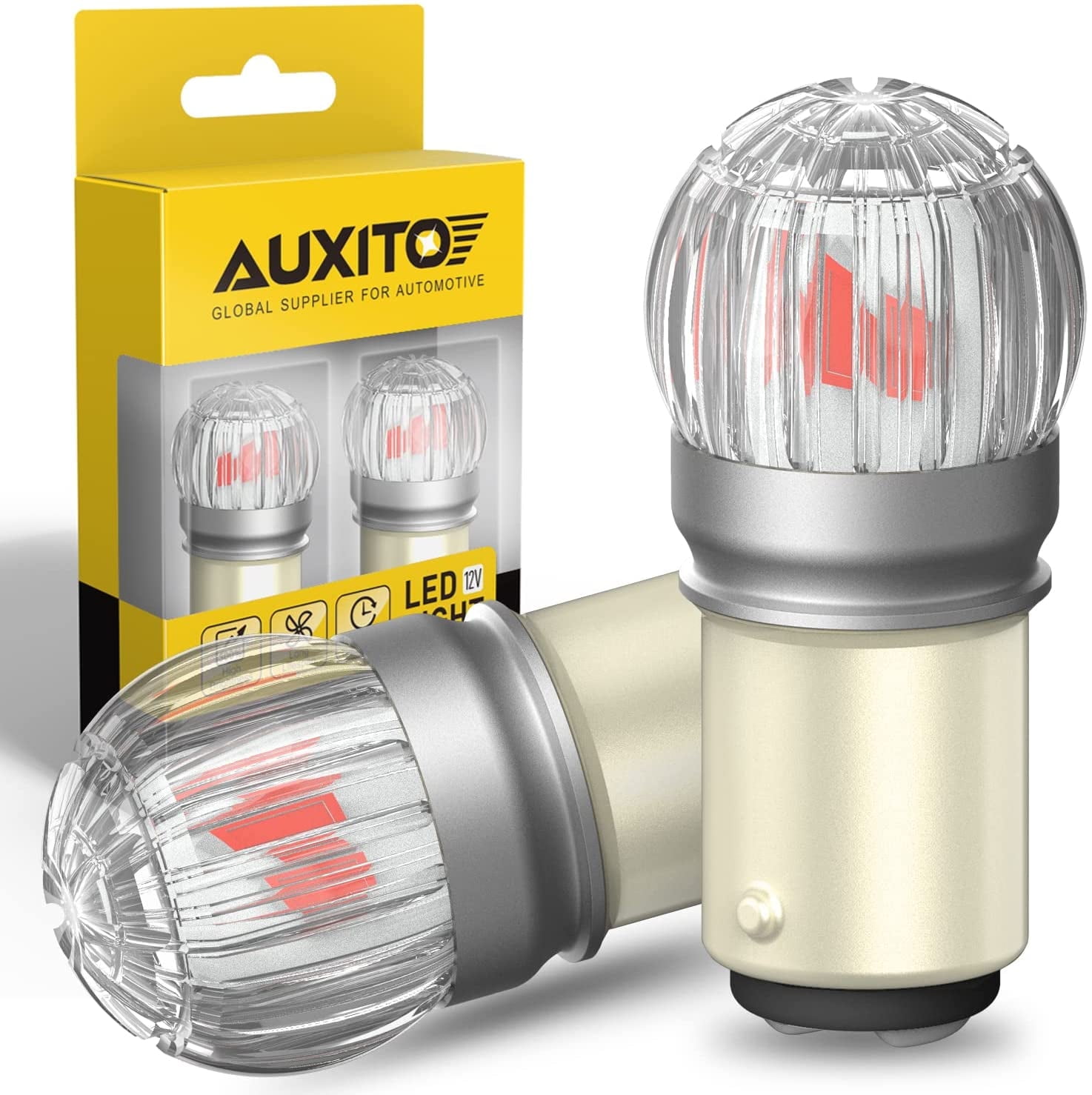 AUXITO 1157 LED Bulb Red, Extremely Bright 3030 Chipsets, 7528 BAY15D ...