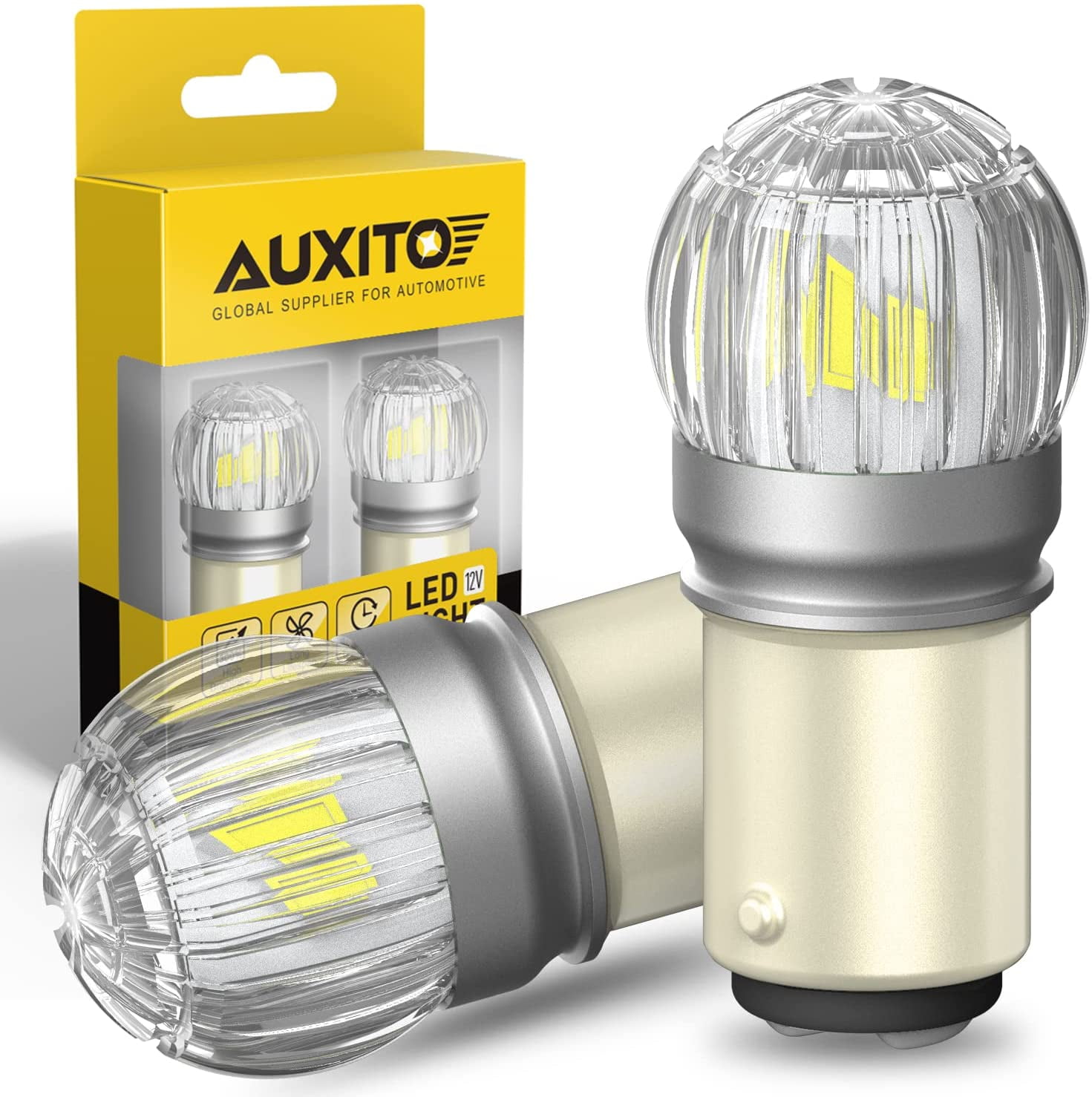 AUXITO 1157 LED Bulb White, Extremely Bright 3030 Chipsets, 7528 BAY15D ...