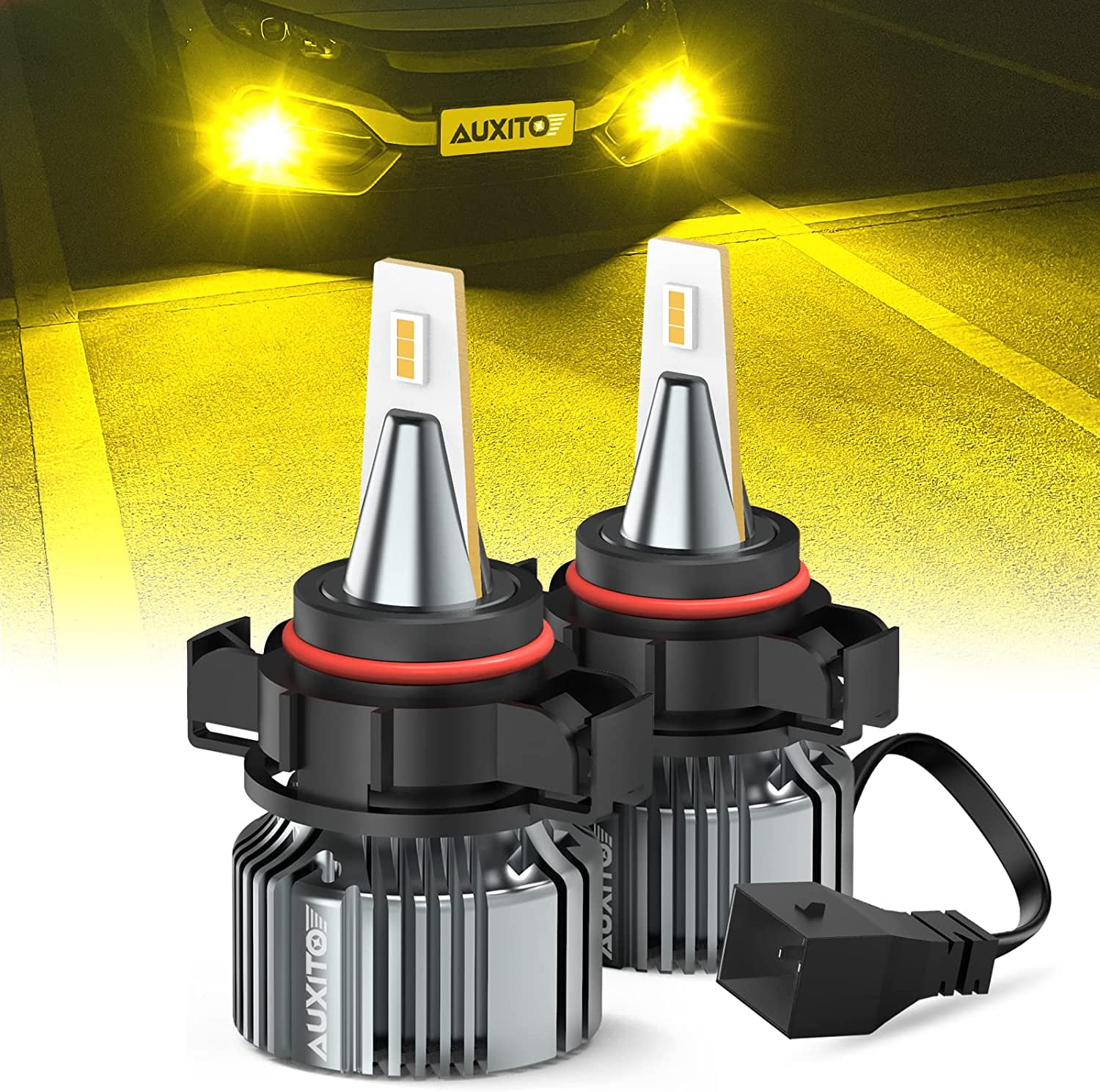 AUXITO 5202 LED Fog Light Bulbs, Amber Yellow Super Bright, 30W ...