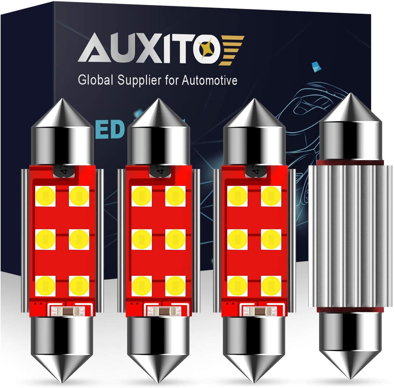 AUXITO 578 LED Bulb 41mm 42mm 212-2 211-2 578 Festoon LED Bulbs CANBUS ...