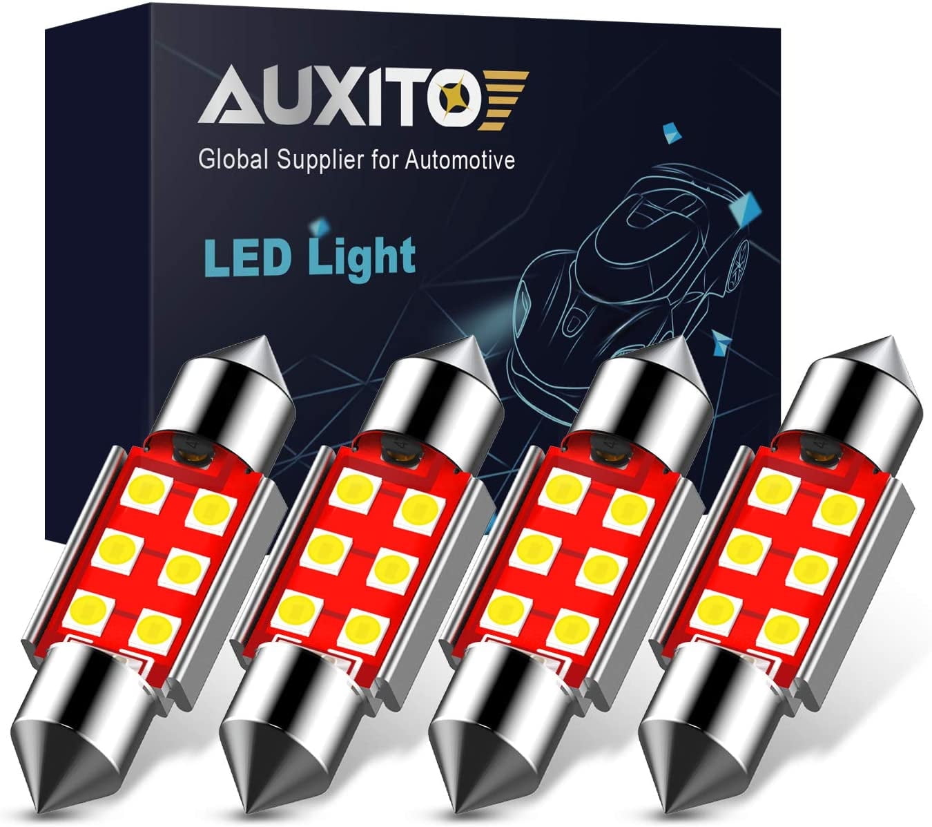 AUXITO 6418 Festoon LED Bulbs CANBUS Error Free 6411 C5W 36mm (1.41 ...