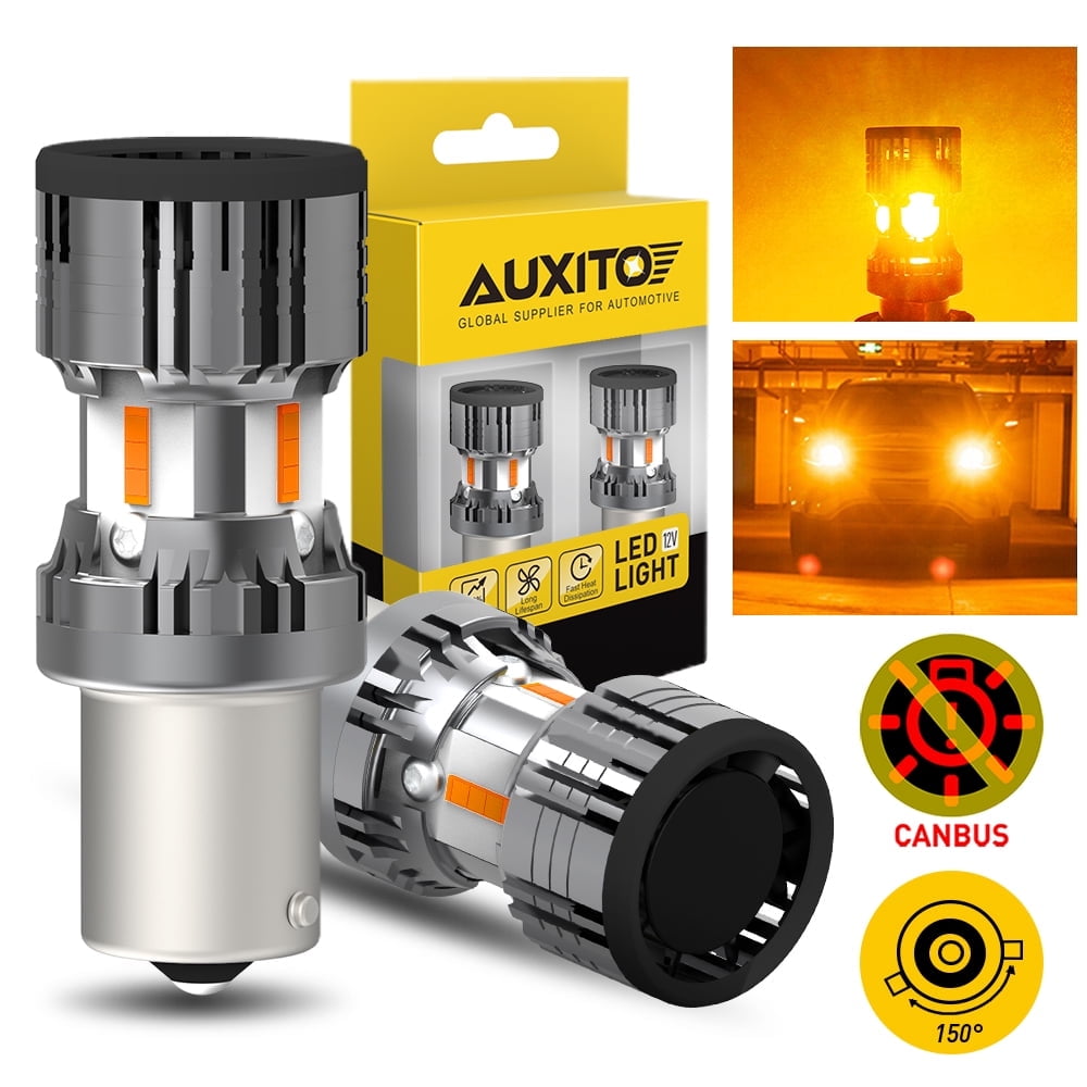 AUXITO 7057/Bau15s Amber Yellow LED Turn Signal Light Bulbs With Build ...