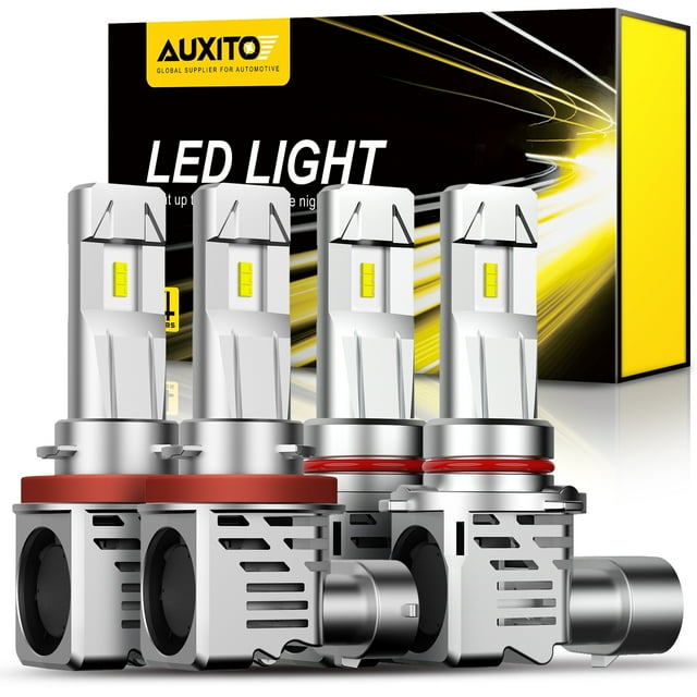 AUXITO 9005 H11 LED Headlight Bulbs Combo, High Low Beam Replacement, 12000LM 6500K Cool White ...