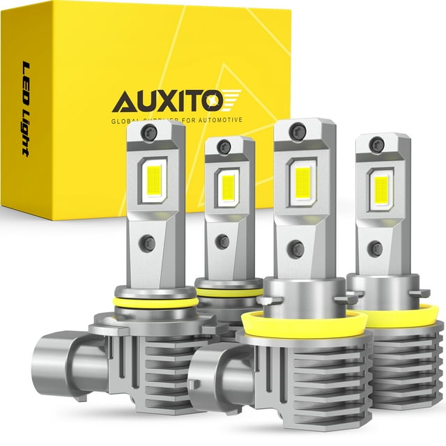 AUXITO 9005 H11 LED Headlight Bulbs Combo, Super Bright Cool White, Wireless, High Brightness ...
