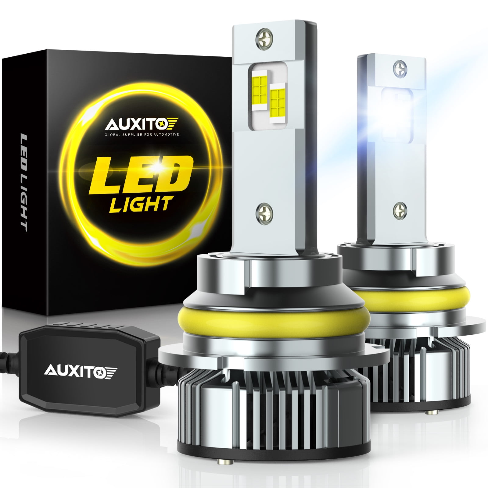 AUXITO 9007 LED Headlight Bulbs, 900% Brightness 6500K Cool White ...
