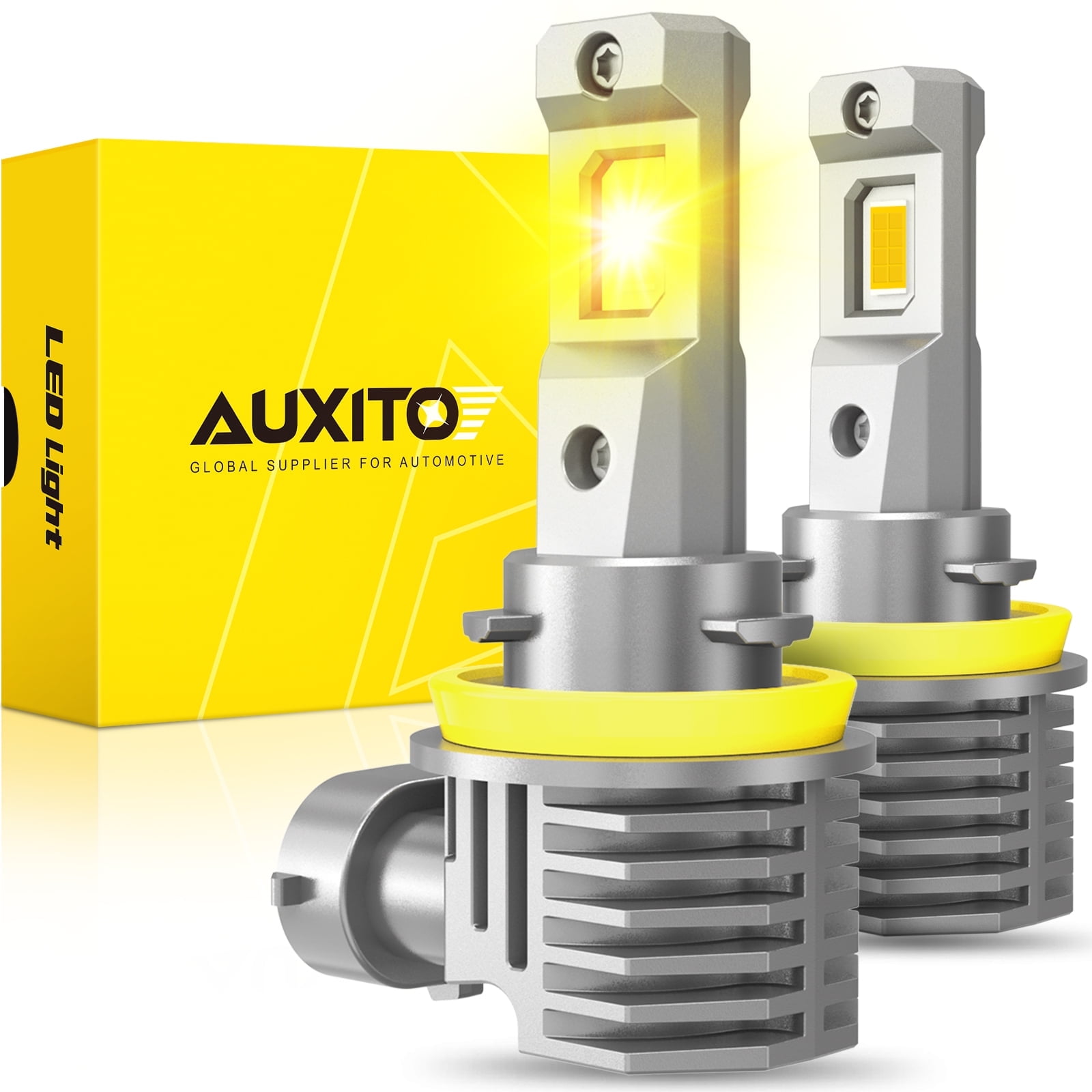 AUXITO H11/H8/H16 LED Fog Light Bulbs or DRL, 3000K Amber Yellow Light ...