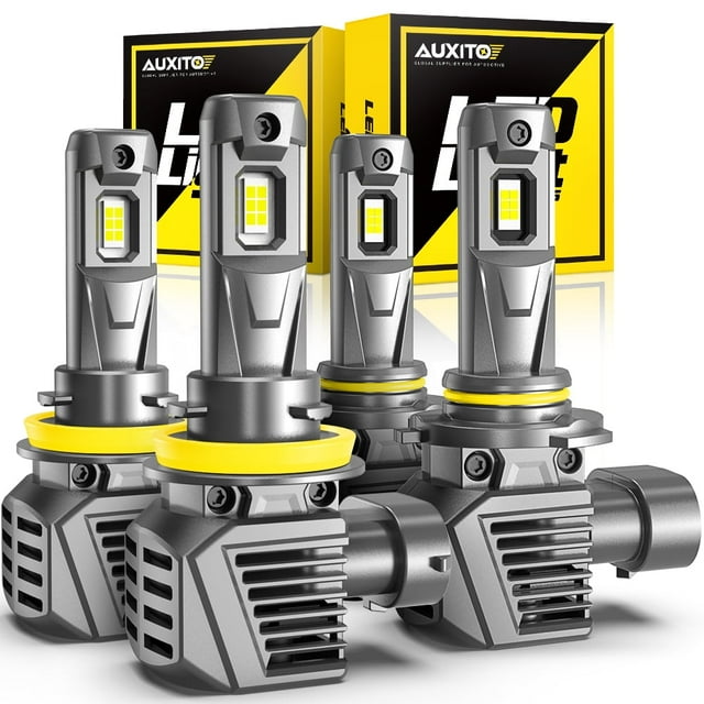 AUXITO 9005 H11 LED Headlight Bulbs Combo, 600% Brighter, 6500K Cool White, Plug and Play, 10 ...
